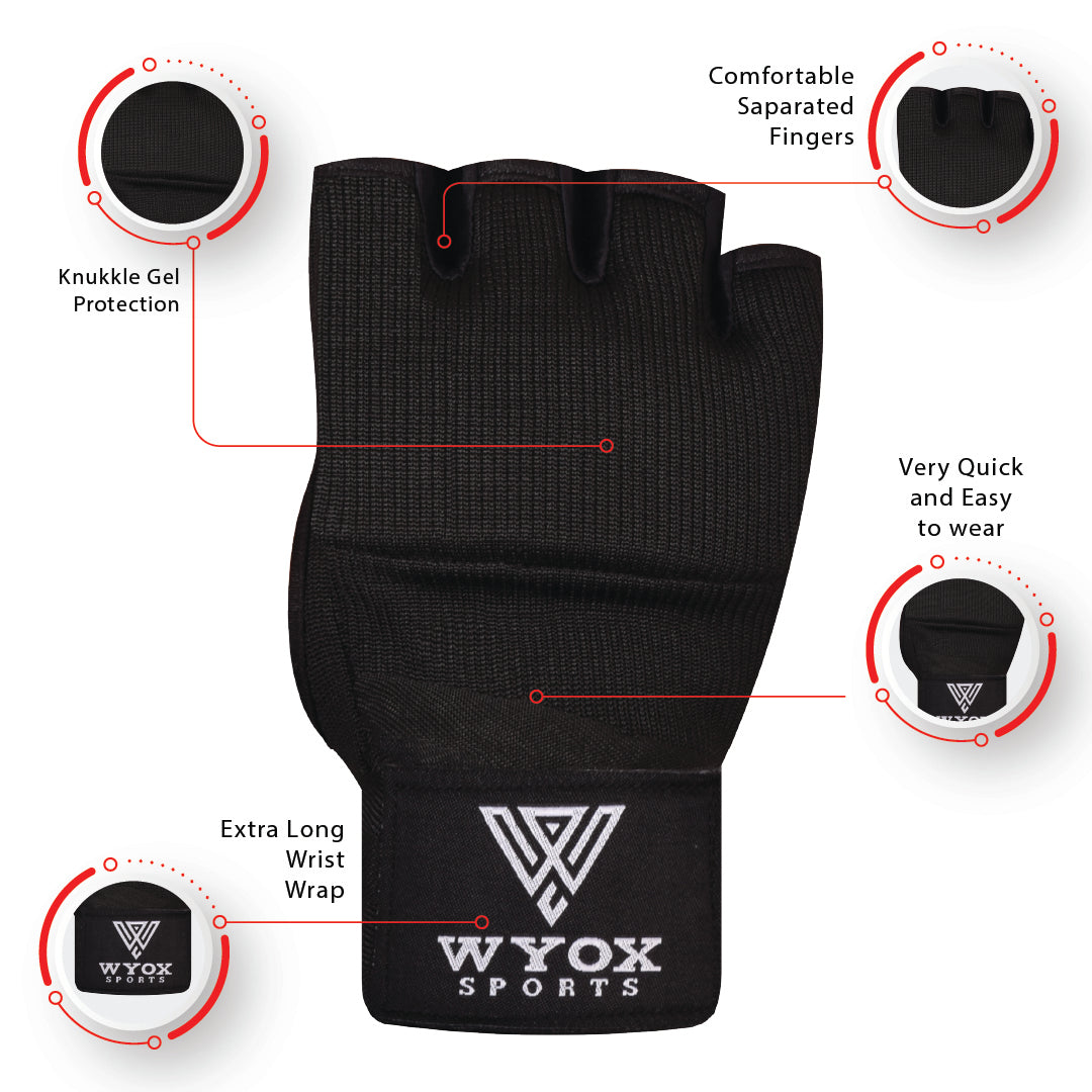 Wyox Sports Black Gel Hosiery Inner Gloves - Enhance Your Boxing Now!